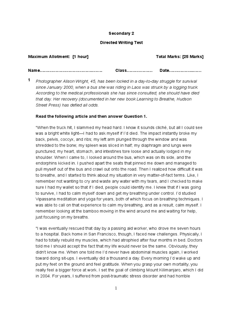 Directed Writing - Speech Exercise | PDF | Wellness | Medical