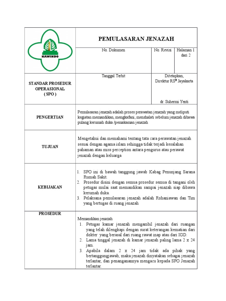 Sop Kamar Jenazah | PDF