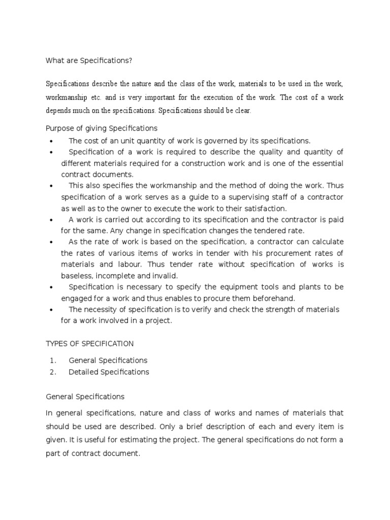 What Are Specifications | PDF | Specification (Technical Standard ...