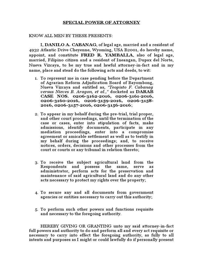 ASFHJ | PDF | Power Of Attorney | Constitutional Law