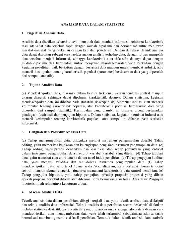 Analisis Data Dalam Statistik PDF | PDF