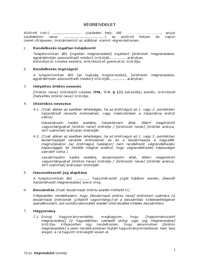 72 Végrendelet | PDF