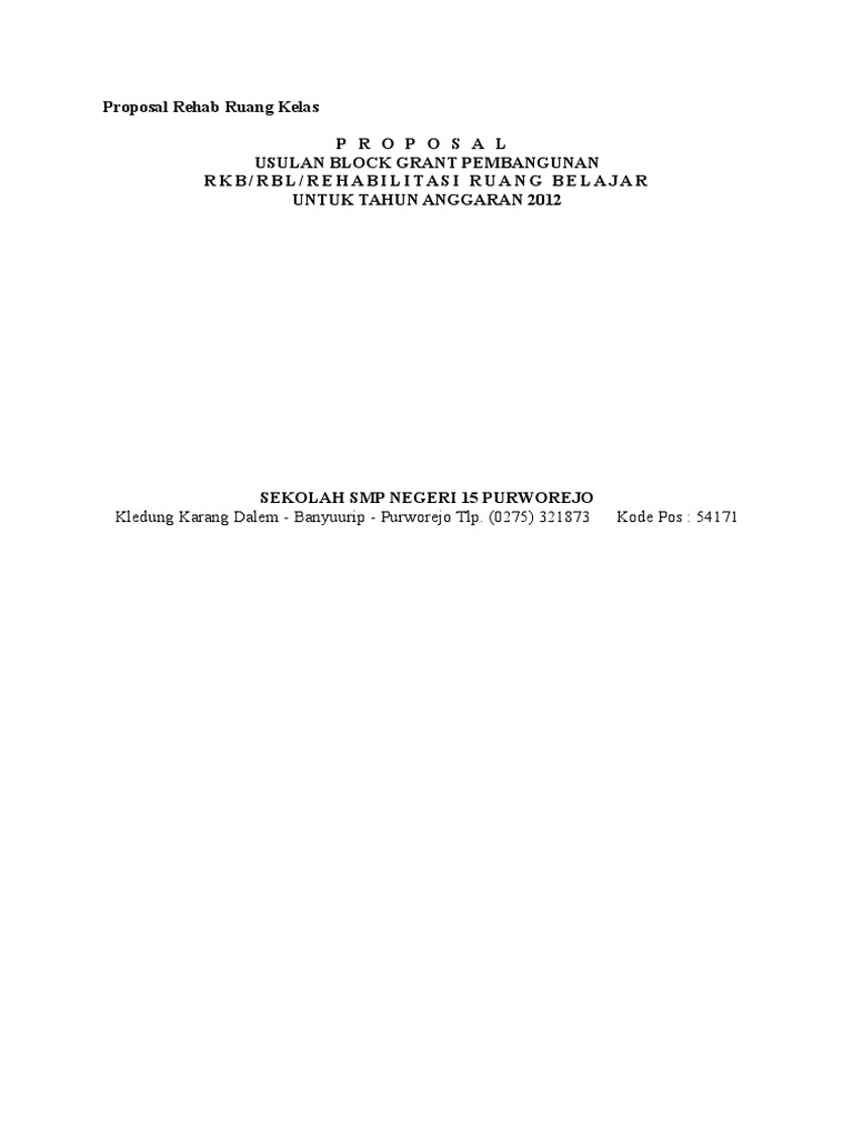 Proposal Rehab Ruang Kelas | PDF