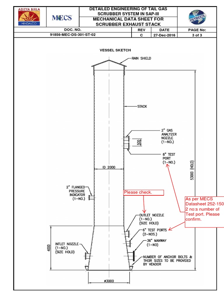 Mechanical Data Sheet For Scrubber Exhaust Stack: 91856-MEC-DS-301-ST ...