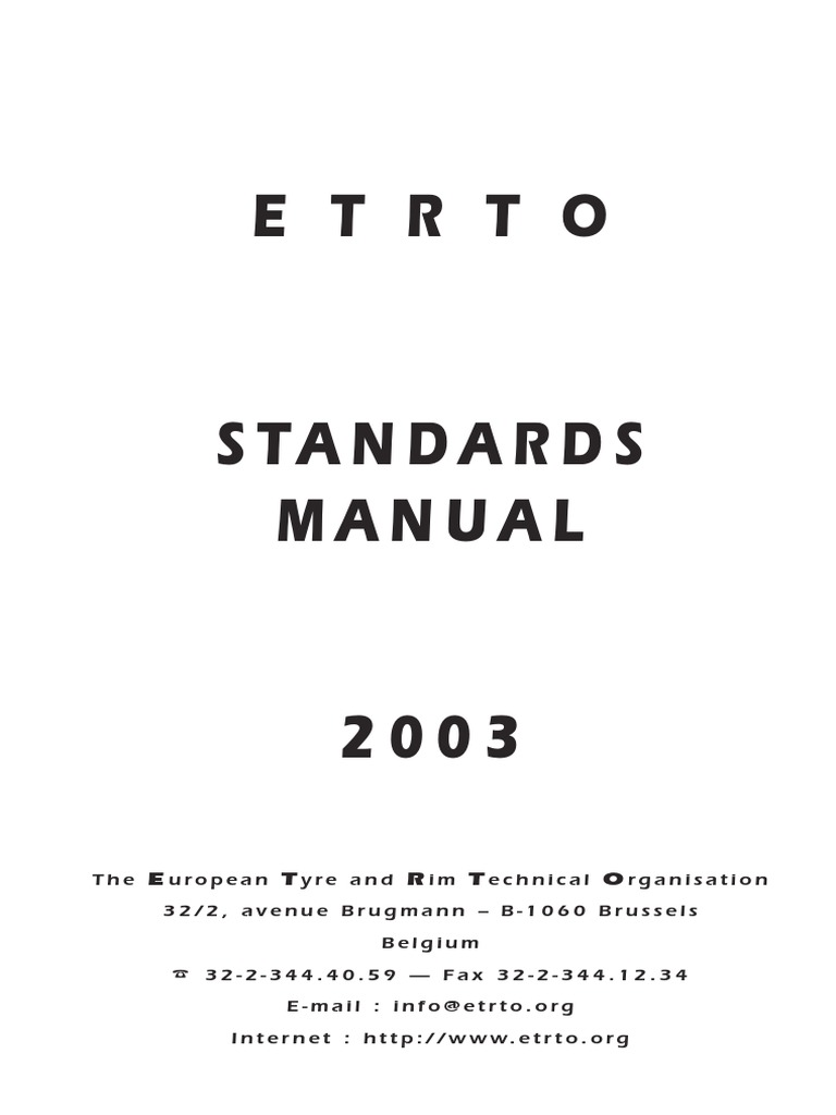 ETRTO - Standards Manual - 2003 PDF | PDF