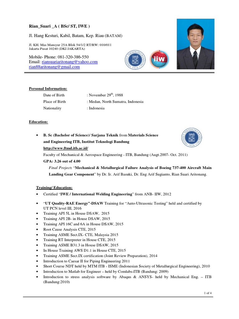 CV Rian | PDF | Steel | Welding