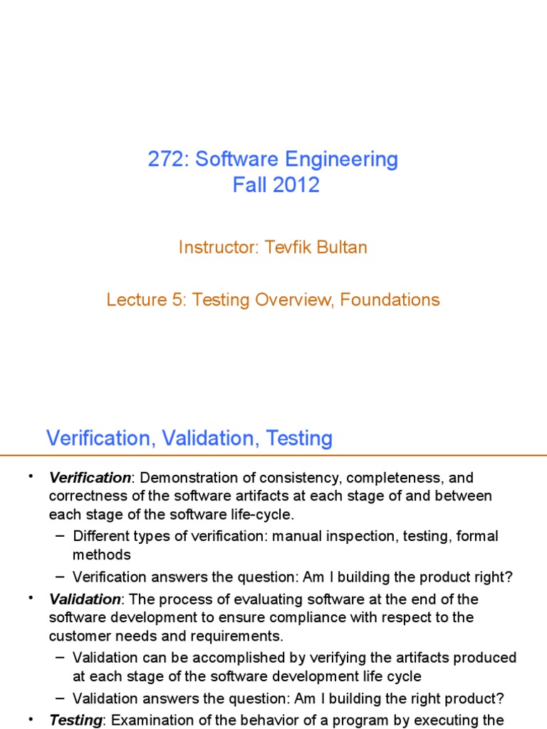 Software Testing Fundamentals | PDF | Top Down And Bottom Up Design ...