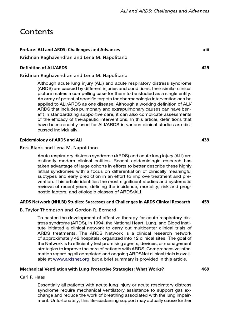 ALI and ARDS - Challenges and Advances - An Issue of Critical Care ...
