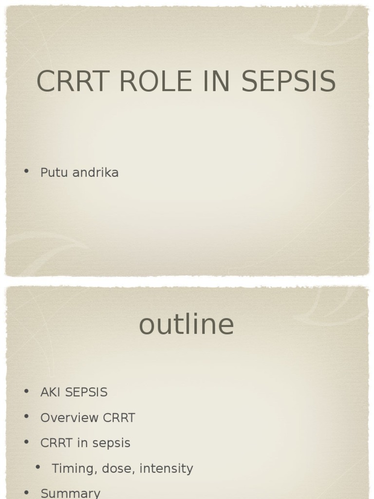 Optimizing Continuous Renal Replacement Therapy (CRRT) in Sepsis: The ...