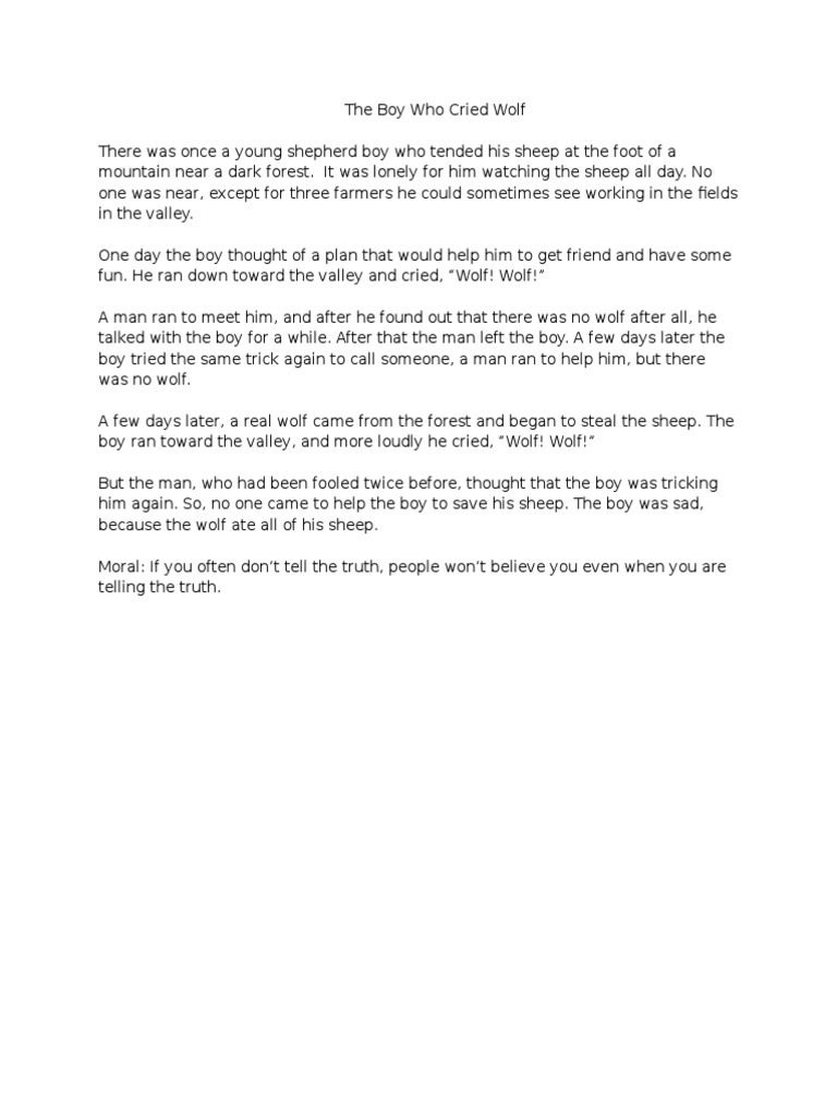 The Boy Who Cried Wolf | PDF