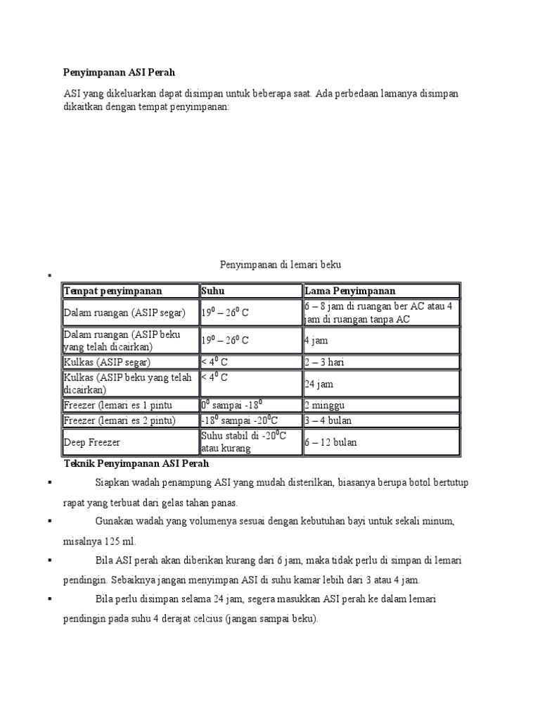 Penyimpanan ASI Perah | PDF