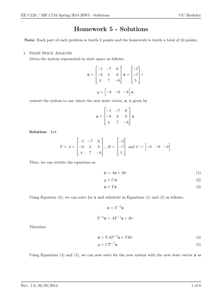 HW5 Solutions | PDF | Control Theory | Algorithms