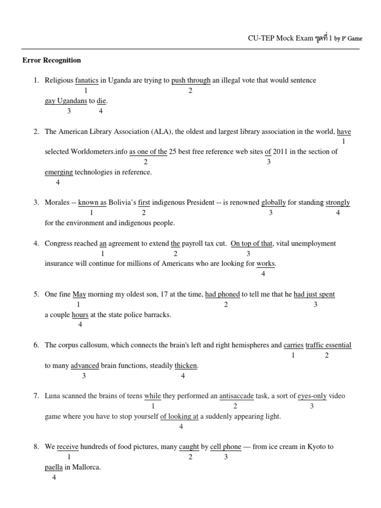 Cu Tep Mock Exam | PDF | Fog | Cerebrum
