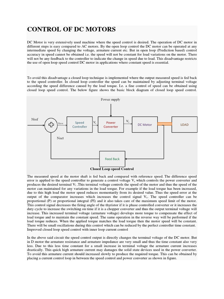 Control of DC Motors | PDF | Feedback | Electric Motor