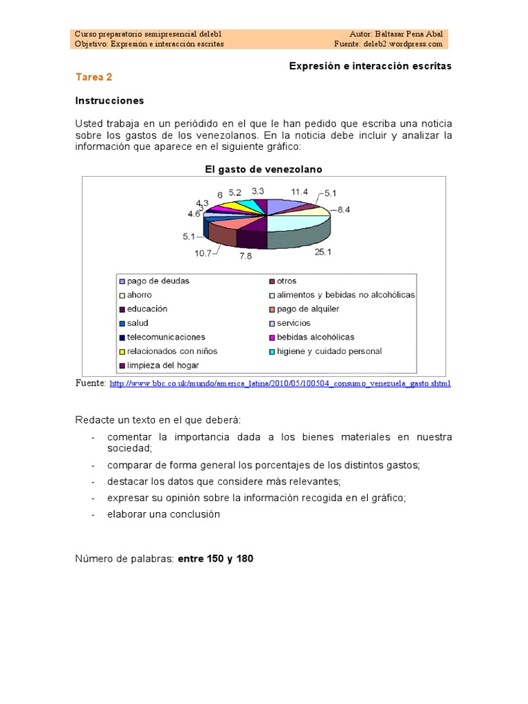Tarea 2 Eie Gasto Venezolanos - DELE B2 | PDF
