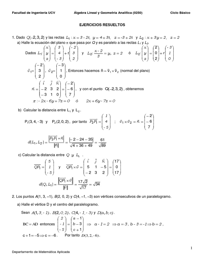 Ejercicios-Resueltos 2 Algebra Lineal Vectores en r2 y r3 | PDF ...