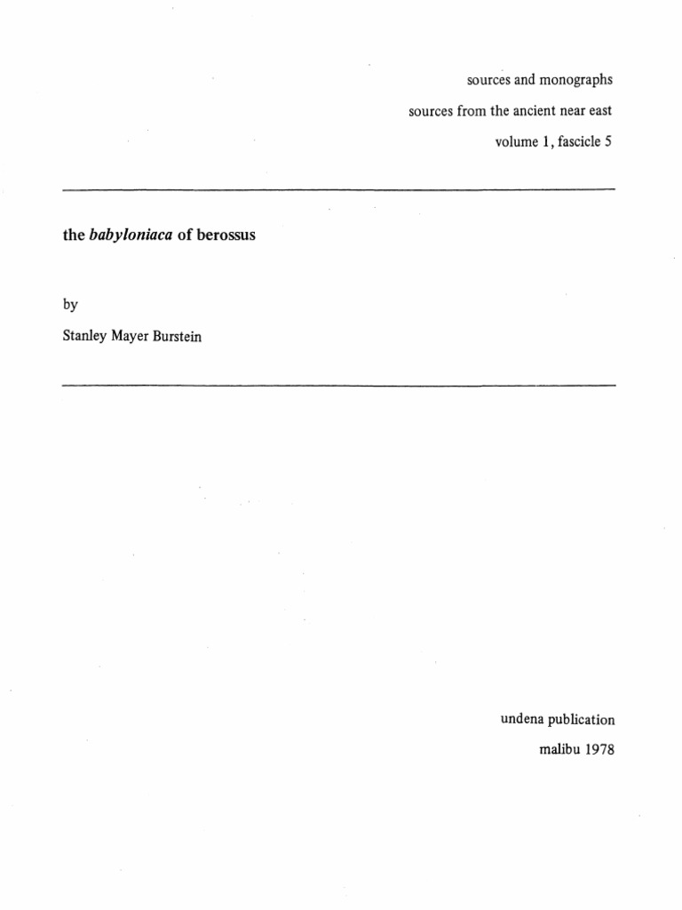 Babylonaica of Berossus PDF | PDF | Babylonia | Babylon