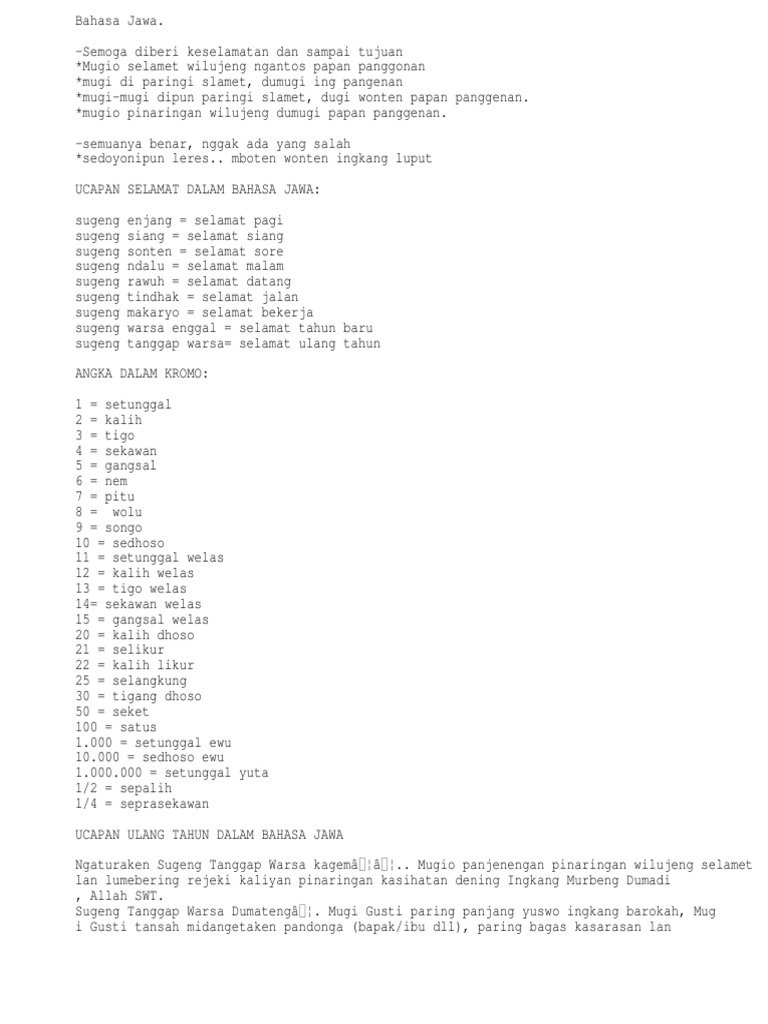 Belajar Bahasa Jawa | PDF