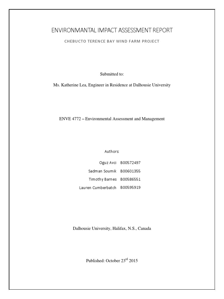 Chebucto Terence Bay Wind Assessment | PDF | Wind Power | Environmental ...