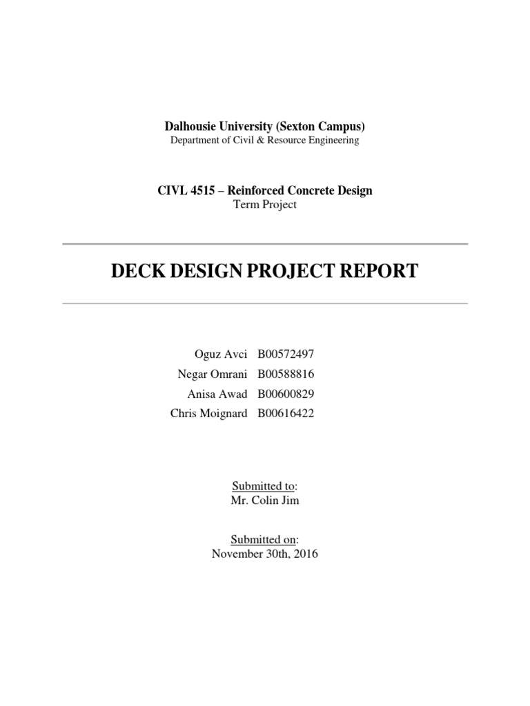 Deck Design Project Report | PDF | Beam (Structure) | Column