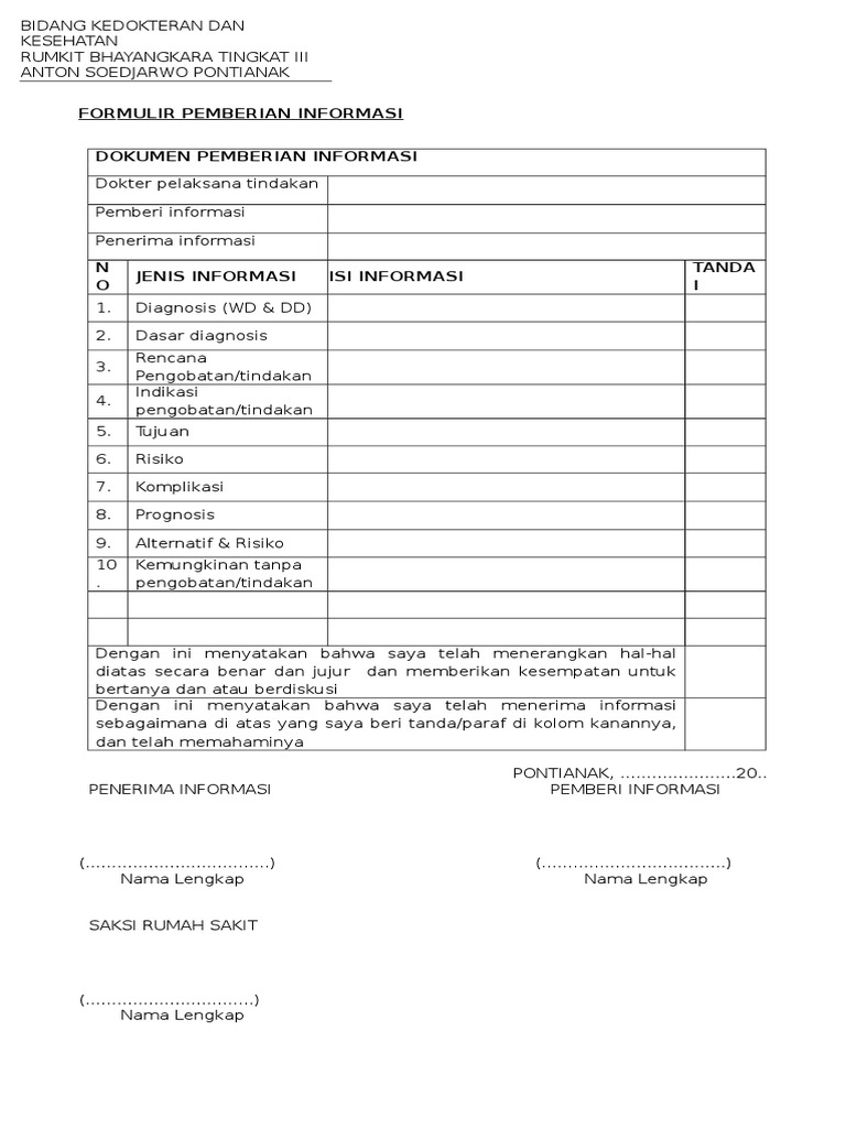 Formulir Pemberian Informasi | PDF