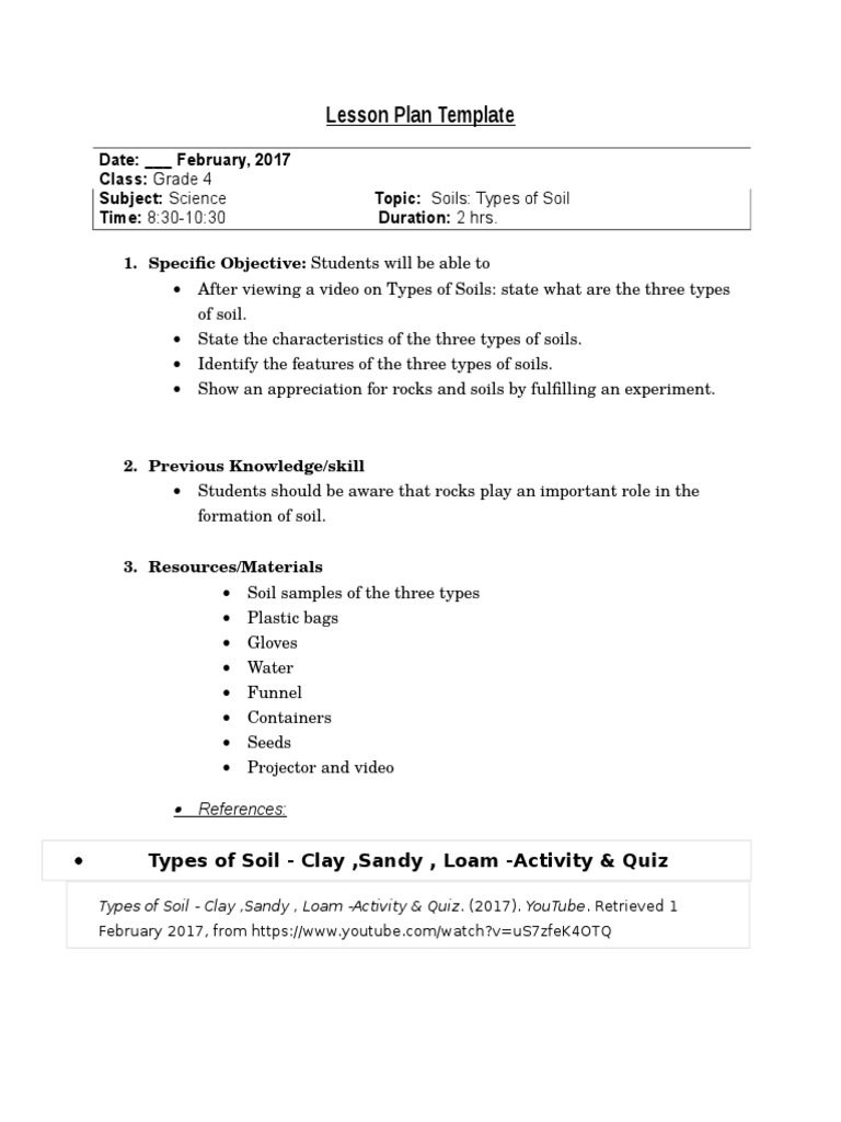 Soil Lesson Plan | PDF | Loam | Lesson Plan