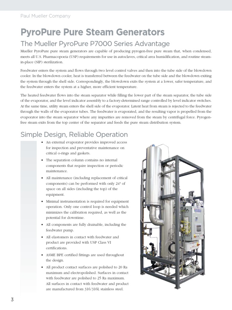 PyroPure Pure Steam Generators | PDF | Steam | Boiler