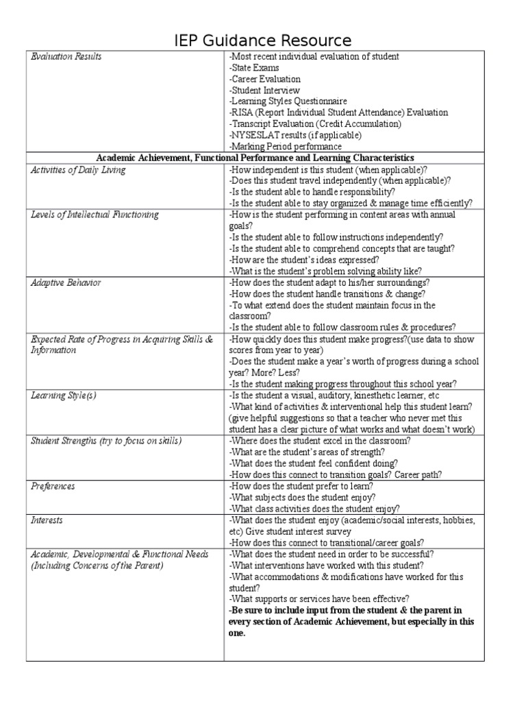 Iep Guidance Resources | PDF | Individualized Education Program ...