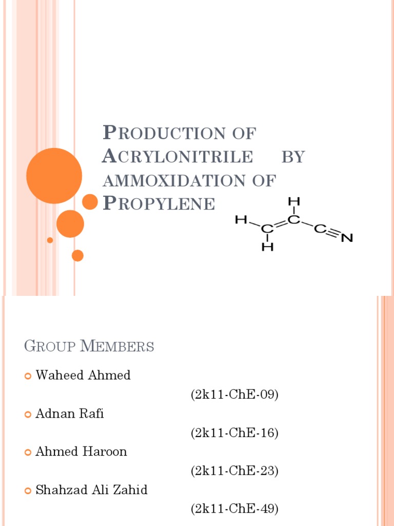 Production of Acrylonitrile by Ammoxidation of Propylene | Ammonia ...