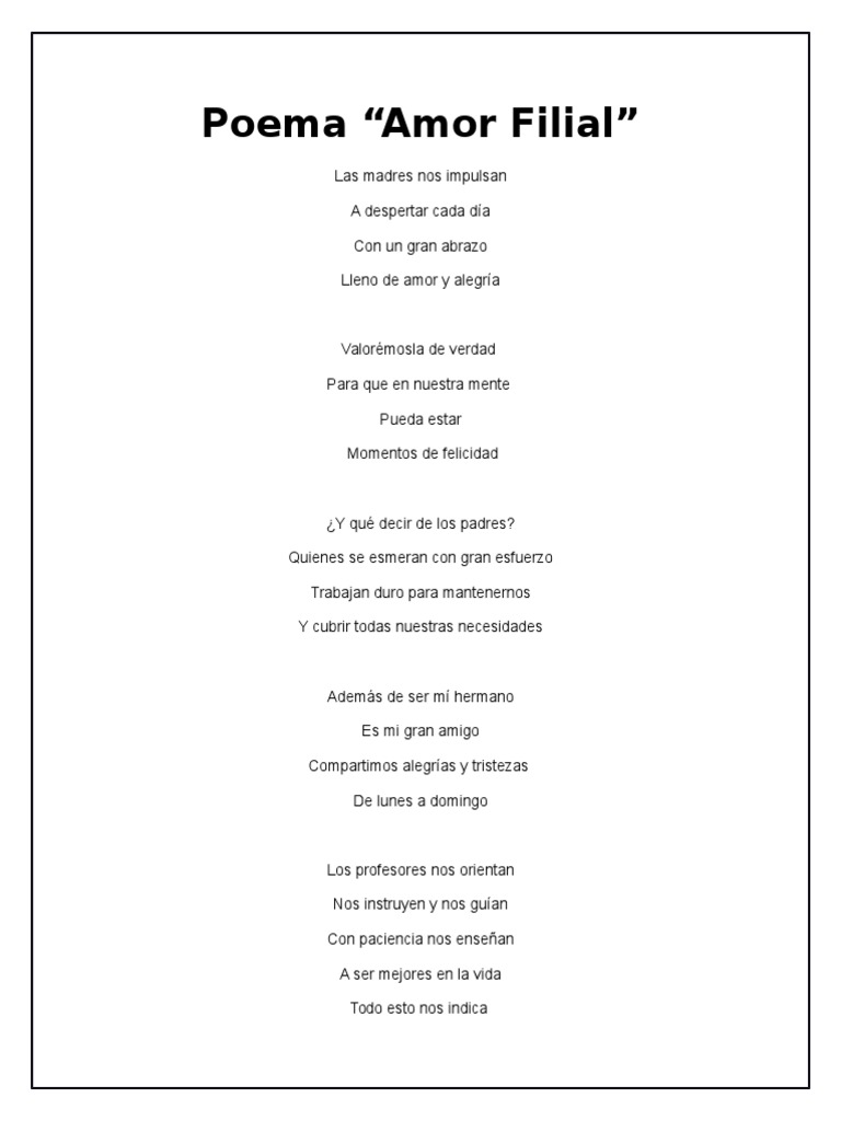 Poema Amor Filial | PDF