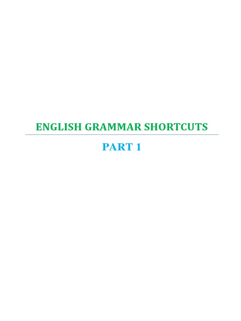 English Grammar Shortcuts Part 1 PDF | PDF | English Grammar | Preposition And Postposition