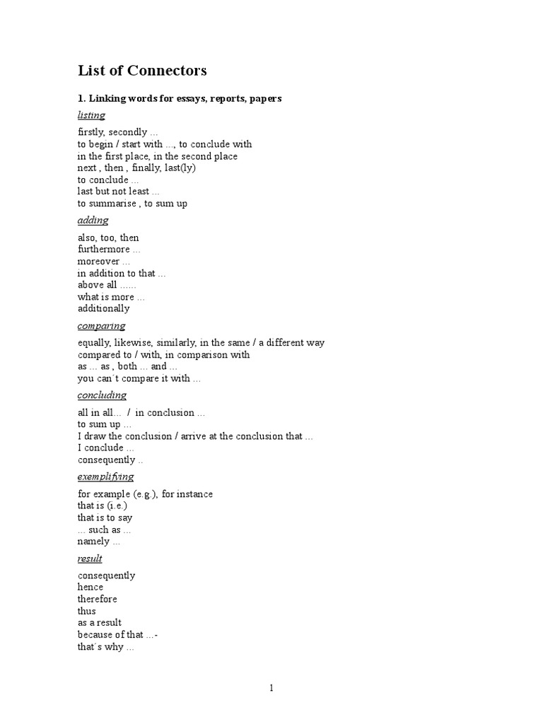 Effective Connectors for Academic Writing | PDF | Linguistic Typology ...