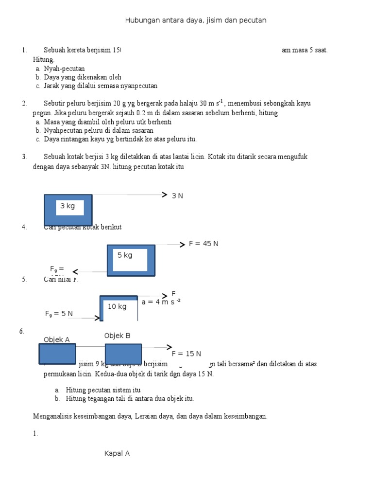 Analisis Daya dan Pecutan dalam Fizik | PDF