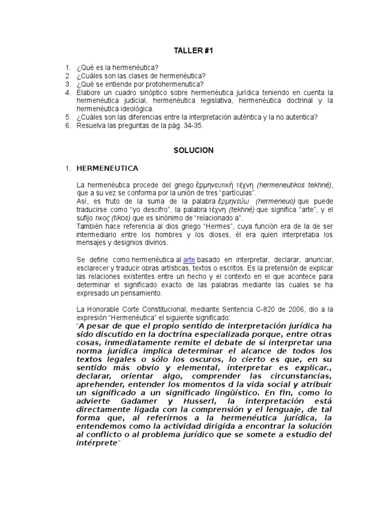 Taller 1 Hermeneutica | PDF | Hermenéutica | Juez