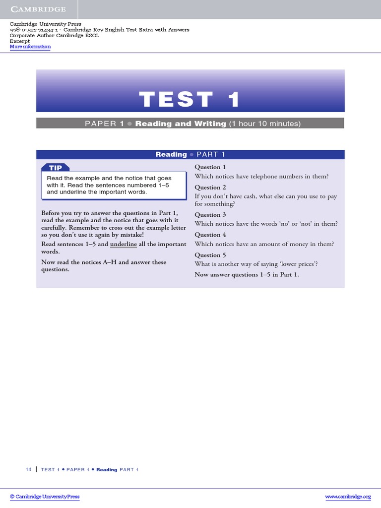 Reading Test Sample | PDF | Verb | Languages