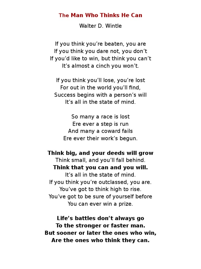 The Man Who Thinks He Can | PDF