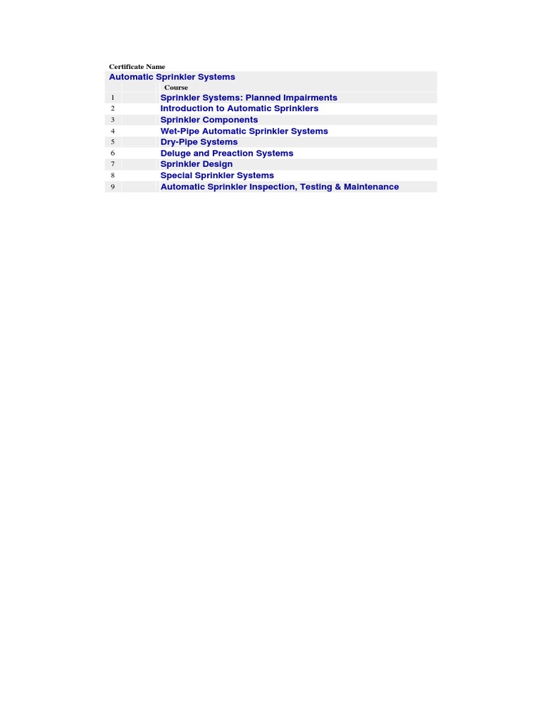 Automatic Sprinkler Systems Course Pdf Fire Sprinkler System Valve