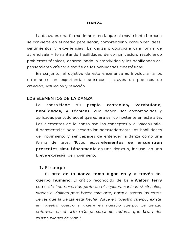 Elementos de La Danza | PDF | Bailes | Ritmo