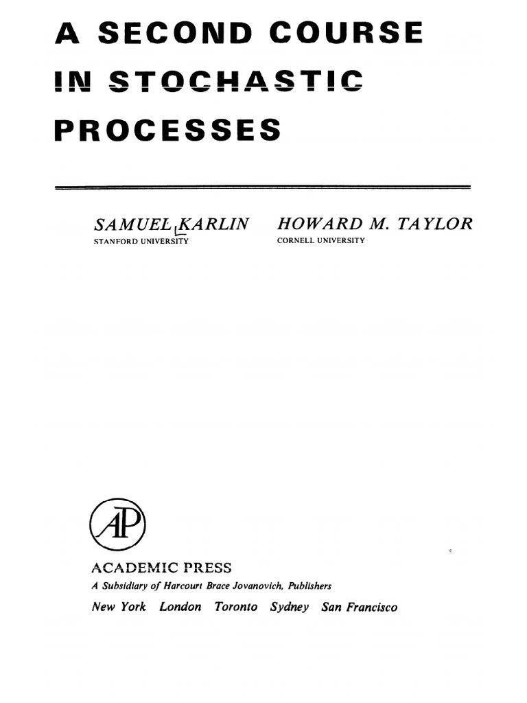 Karlin Taylor A Second Course On Stochastic Processes | PDF