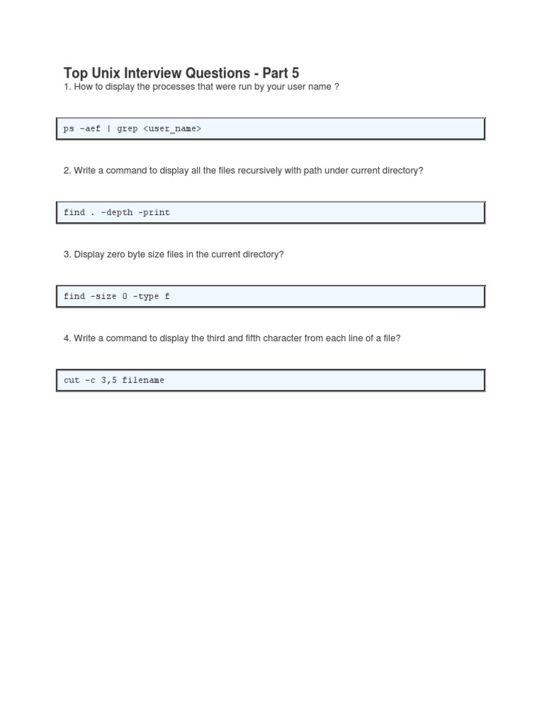 Top Unix Interview Questions | PDF