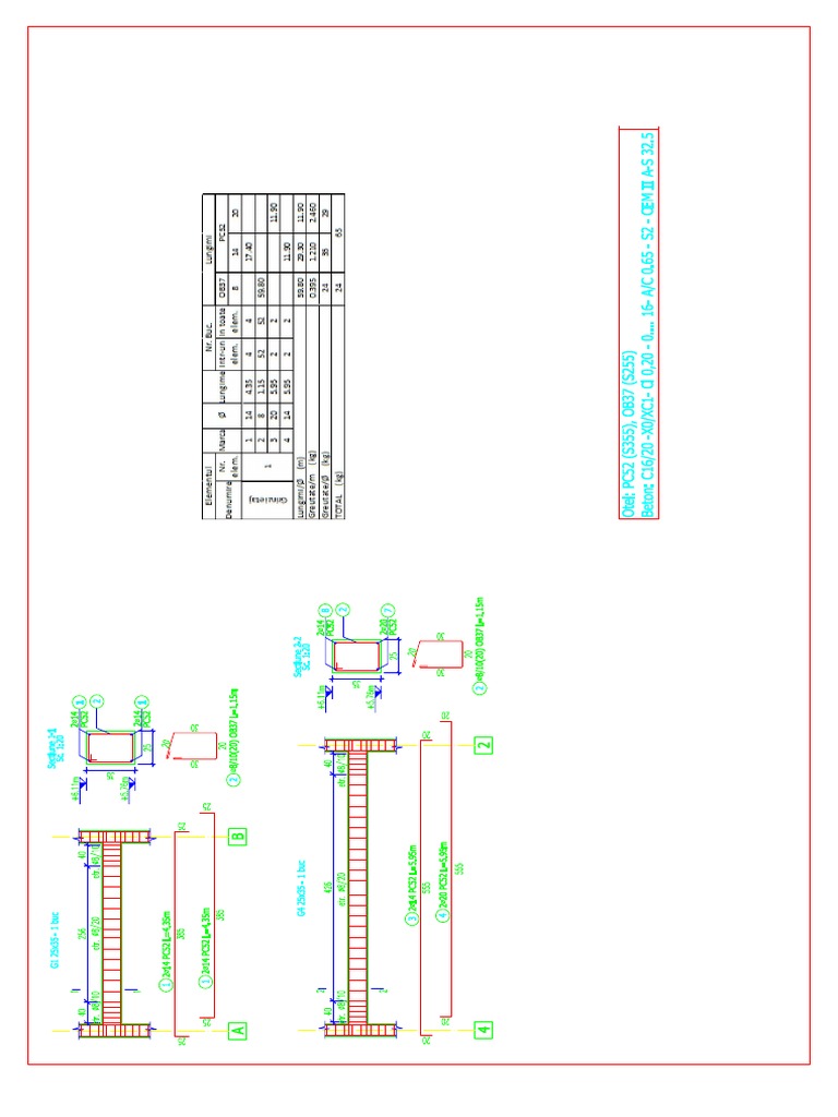 Plan Cofraj Si Armare Grinzi