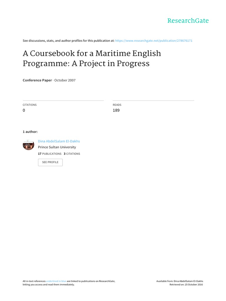 A Course Book For A Maritime English Programme | PDF | Course ...