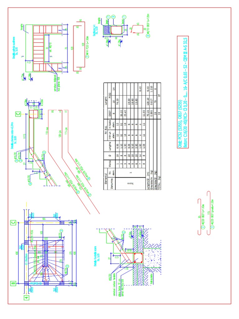 Plan Cofraj Si Armare Scara | PDF