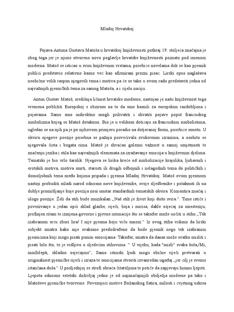 A.G. Matoš - Mladoj Hrvatskoj_esej | PDF