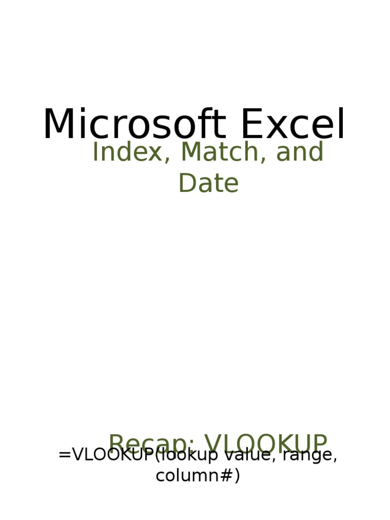 Microsoft Excel Index Match And Date Pdf