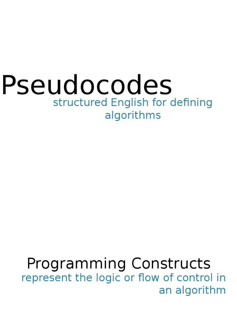 Pseudocodes: Structured English For Defining Algorithms | PDF