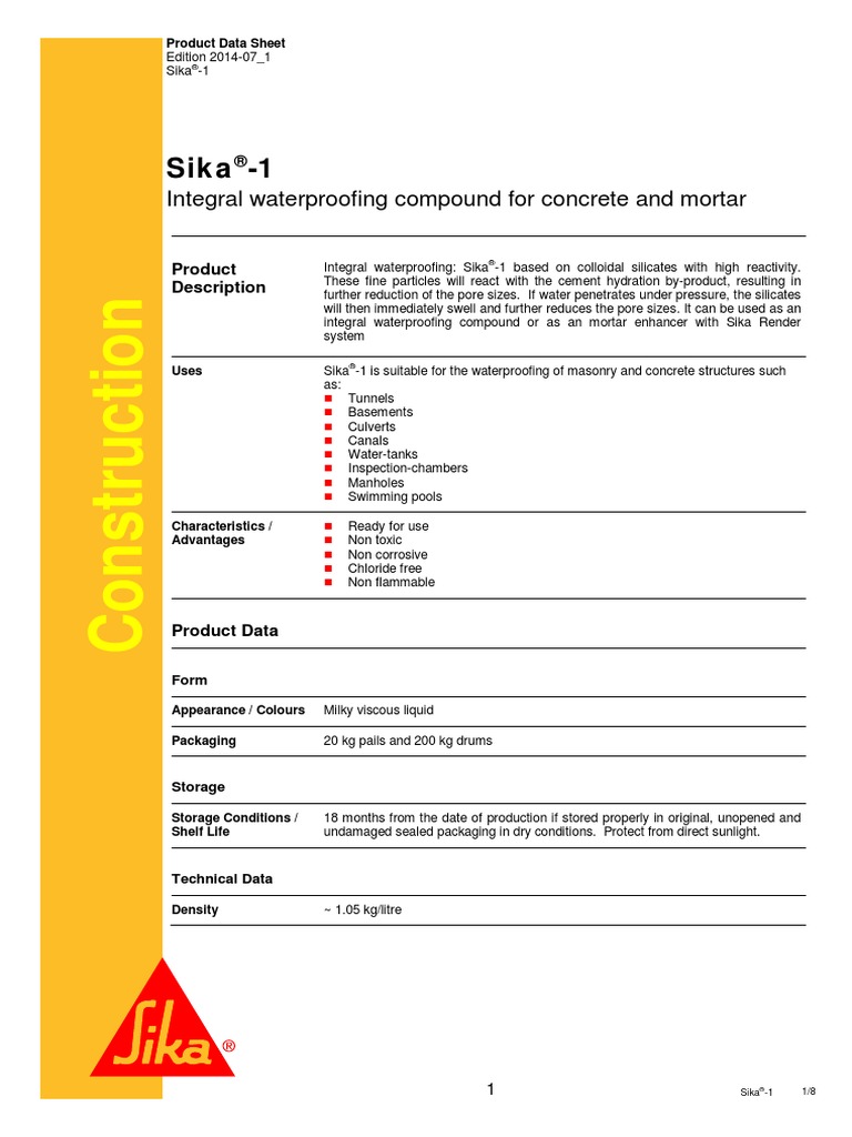 Sika-1 2011-10 - 1 PDF | PDF | Concrete | Mortar (Masonry)