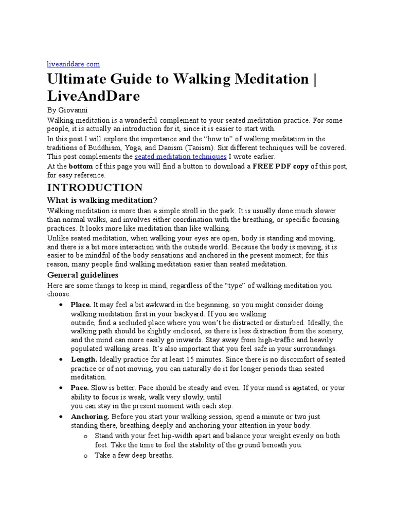 Ultimate Guide To Walking Meditation | PDF | Meditation | Mindfulness
