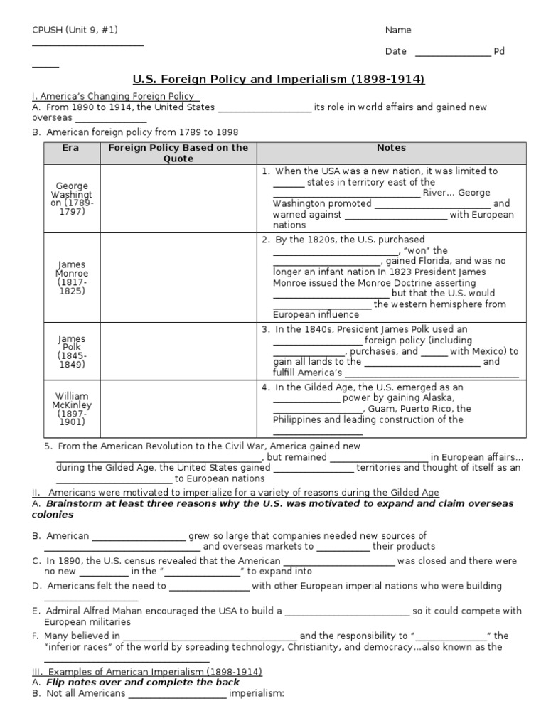 1 U S Foreign Policy and Imperialism | PDF | Imperialism | The United ...