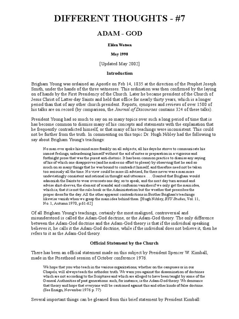 Adam God - Elden Watson | PDF | Adam And Eve | God The Father